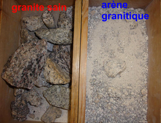 Granite sain et altéré (vue macroscopique)